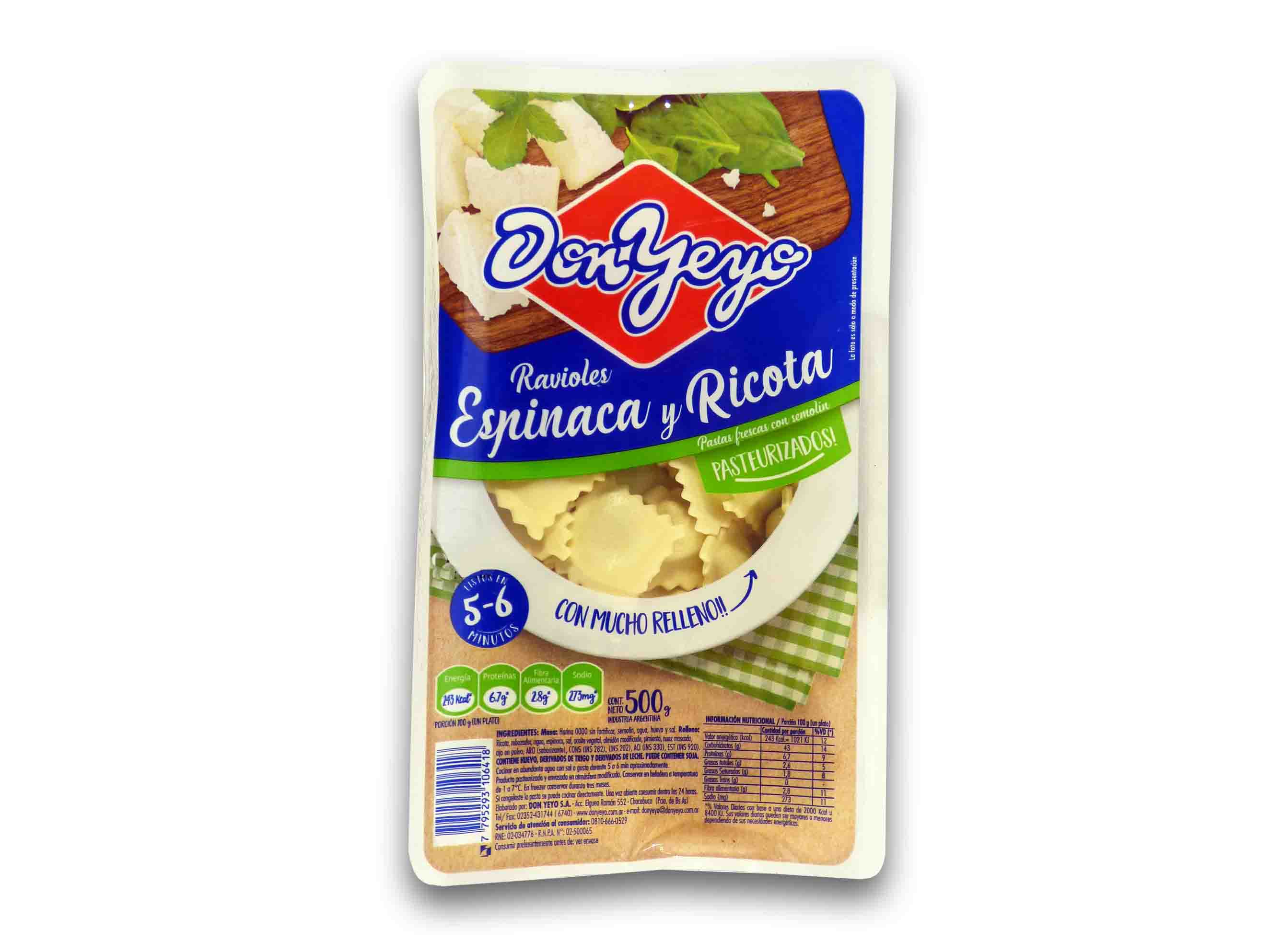 RAVIOLES DON YEYO ESP./RICOTA 500gr. - California S.A.